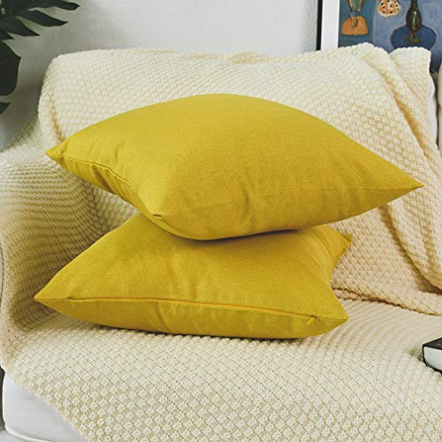PSDWETS Set of 2 Outdoor Waterproof Linen Pillow Covers Home Decorations Square Garden Cushion Cases Throw Pillow Covers for Patio Couch Sofa 20 x 20 Inch Yellow
