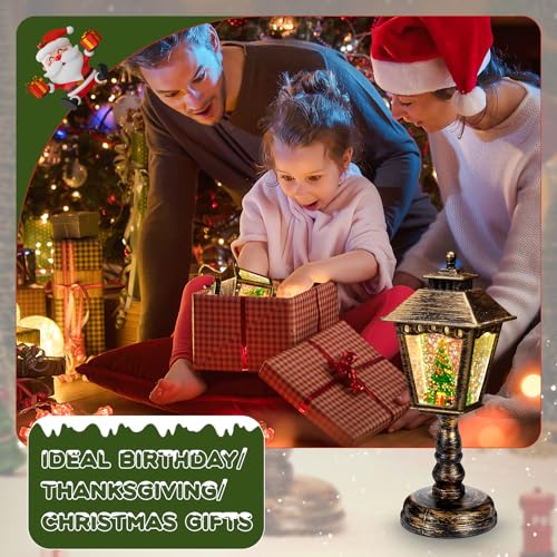 Christmas Musical Snow Globe Lantern Lighted Water Glittering Lantern with 8 Christmas Songs, USB & Battery Operated Musical Snow Globe Christmas Decoration Adults Kids (Christmas Tree)
