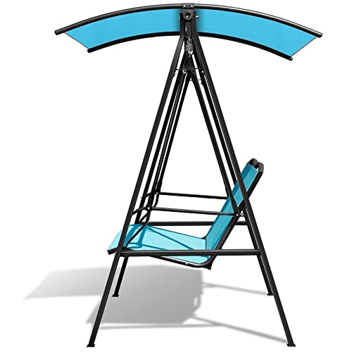 WYKDD Outdoor 2-Seat Swing Loveseat Canopy Patio Porch Steel Hanging Swing ( Color : D )