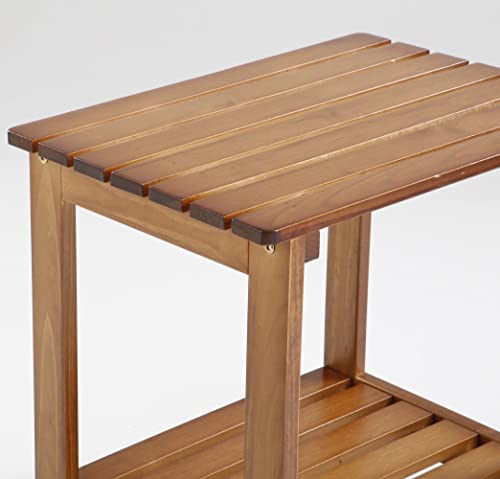 BplusZ KD-50N Outdoor Porch Wooden Side Table for Patio Lawn Garden Rectangular End Tables with Storage Brown