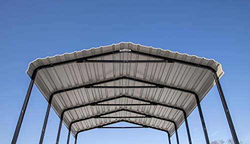 Arrow 14' x 20' x 14' 29-Gauge Metal RV Carport and Multi-Use Shelter for Large Vehicles- Eggshell