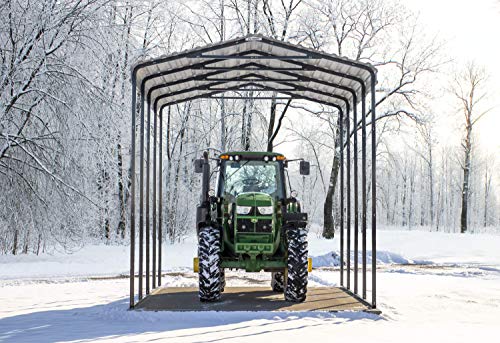 Arrow 14' x 20' x 14' 29-Gauge Metal RV Carport and Multi-Use Shelter for Large Vehicles- Eggshell