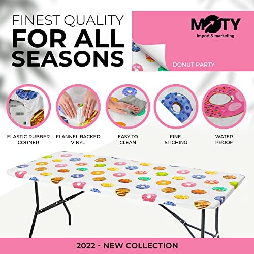 Tablecloth for Folding Table -Fitted Rectangular Table Cloth for 6 Foot β Size 32 x 72 inch - (180 x 75 cm) Plastic Vinyl Flannel Backed with Elastic Rim- for Christmas|Parties, Waterproof