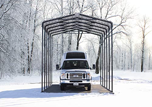 Arrow 14' x 20' x 14' 29-Gauge Metal RV Carport and Multi-Use Shelter for Large Vehicles- Eggshell
