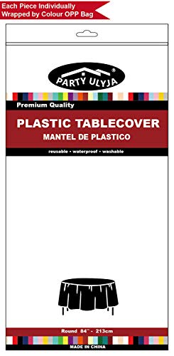 White Plastic Tablecloths 2 Pack Disposable Table Covers 84 Inch Circle Bridal Shower Party Tablecovers PEVA Solid Table Cloths for BBQ Picnic Birthday Wedding Banquet Parties 6 ft Round Table Use