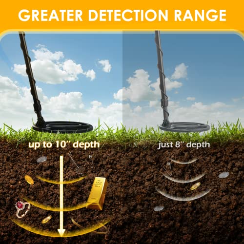 Metal Detector for Adults Professional - Updated Professional Gold Detector for Treasure Hunt, 5 Detection Modes IP68 Waterproof 10" Search Coil, High Accuracy, Strong Memory Mode, with Headphone