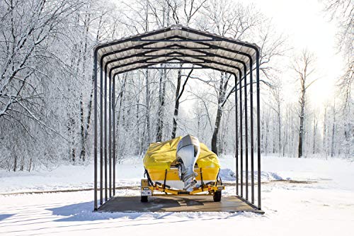 Arrow 14' x 20' x 14' 29-Gauge Metal RV Carport and Multi-Use Shelter for Large Vehicles- Eggshell