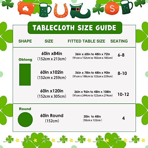 LUSHVIDA St.Patrick's Day Rectangle Table Cloth, 60 x 84 Inch, Shamrock Patterned Irish Clover Washable Microfiber Tablecloth Decorative Table Covers for Picnic Party, 100% Polyester, 150 GSM