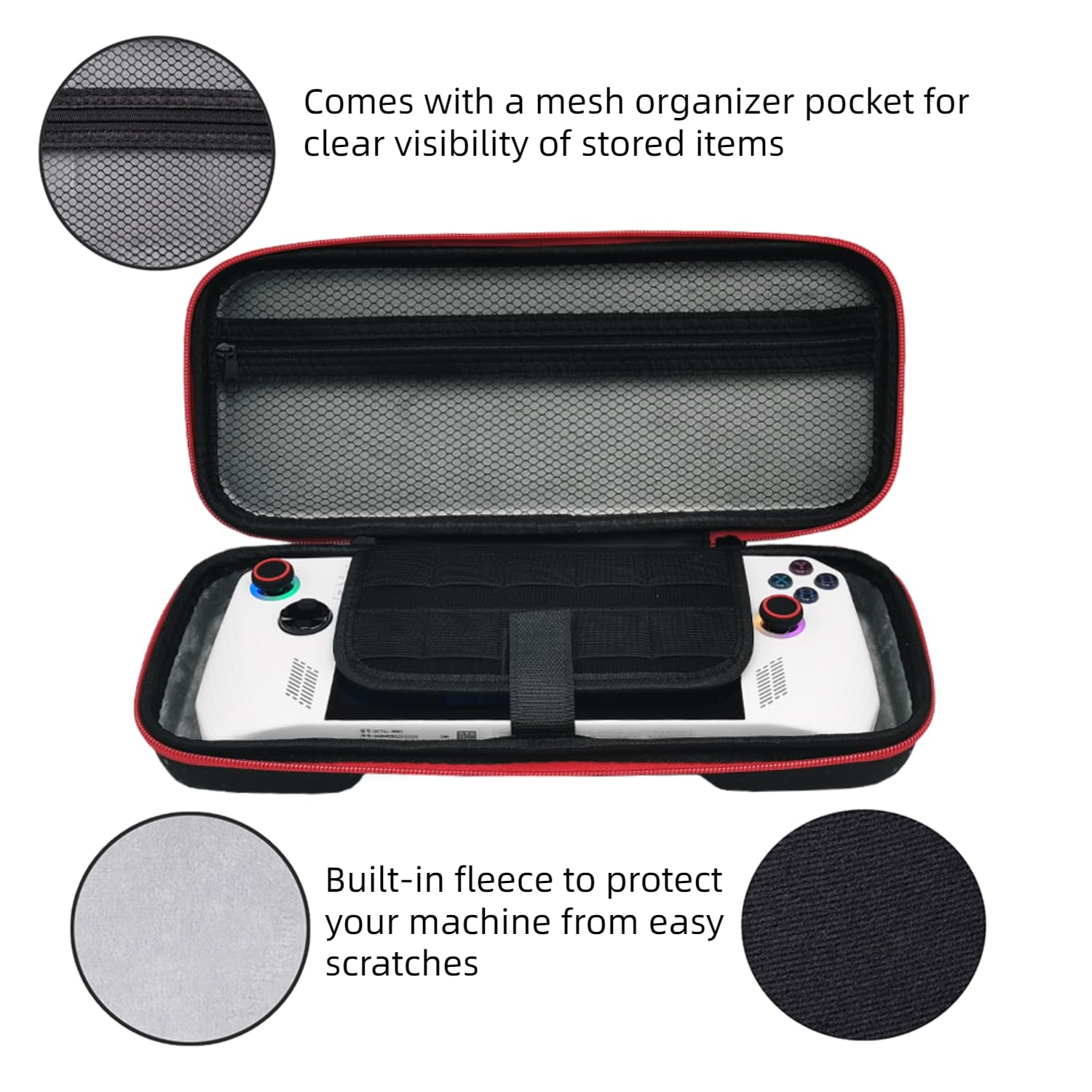 Carrying Case Bag for Asus ROG Ally with [2 Pack] Screen Protector for Asus ROG Ally (2023) RC71L 7 inch - Black