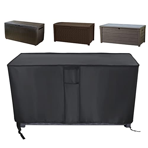 Kingling Deck Box Cover, Outdoor Storage Box Cover for Keter XXL 230 Gallon Deck Box Waterproof Outside Storage Bench Deck Boxes Covers Black (58" L x 33" W x 34" H)