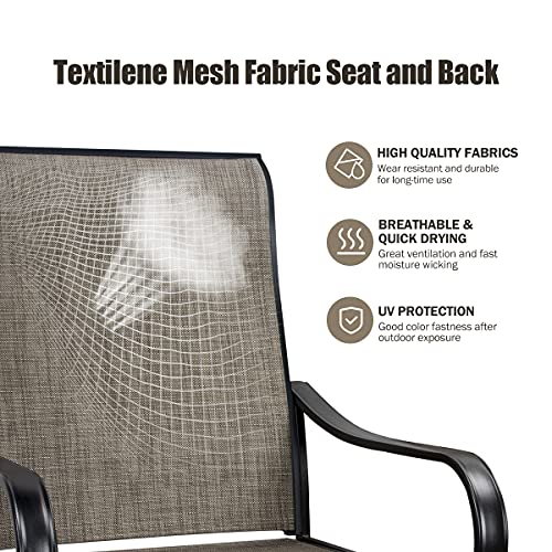 MEOOEM 7 Piece Outdoor Patio Dining Set, 6 High Back Outdoor Swivel Rocker Chairs with Metal Rectangular Table with 1.57" Umbrella Hole