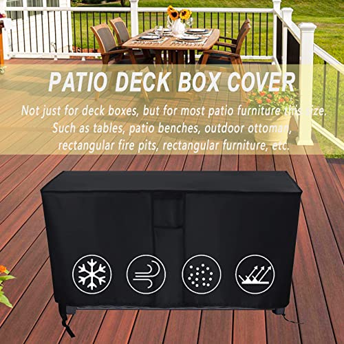 Kingling Deck Box Cover, Outdoor Storage Box Cover for Keter XXL 230 Gallon Deck Box Waterproof Outside Storage Bench Deck Boxes Covers Black (58" L x 33" W x 34" H)