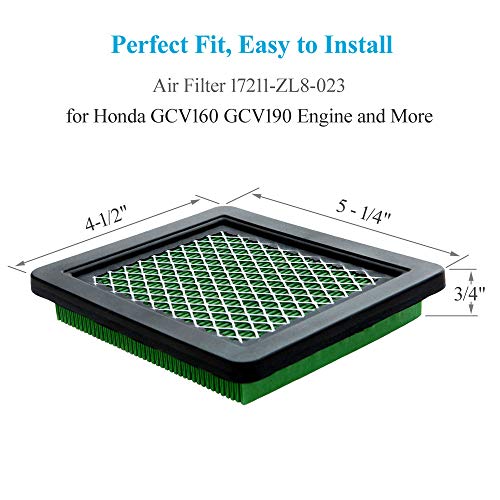 HEYZLASS GCV160 Air Filter + Pre Filter, Compatible with Honda Engine GC160 GC190 GCV190 GX100 17211-zl8-023, Replace Lawn Mower Flat OEM Air Cleaner