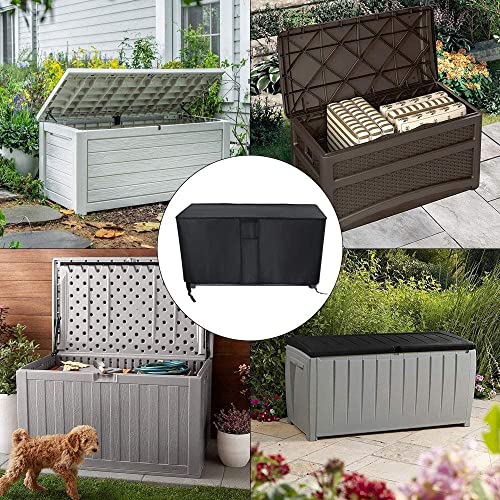Kingling Deck Box Cover, Outdoor Storage Box Cover for Keter XXL 230 Gallon Deck Box Waterproof Outside Storage Bench Deck Boxes Covers Black (58" L x 33" W x 34" H)