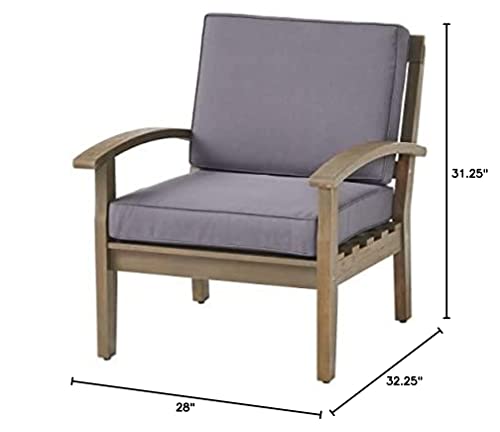 Christopher Knight Home Keanu Outdoor Wooden Club Chairs (Set of 2), Gray/Dark Gray