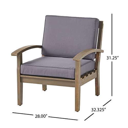 Christopher Knight Home Keanu Outdoor Wooden Club Chairs (Set of 2), Gray/Dark Gray