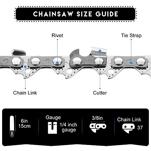 Honoson Mini Chainsaw Replacement Cordless Electric Portable Chainsaw Chain, 24 V Mini Cordless Electric Chainsaw Pruning Shears Chainsaw Chain for Wood Branch Cutting (4 Pieces,6 Inches)