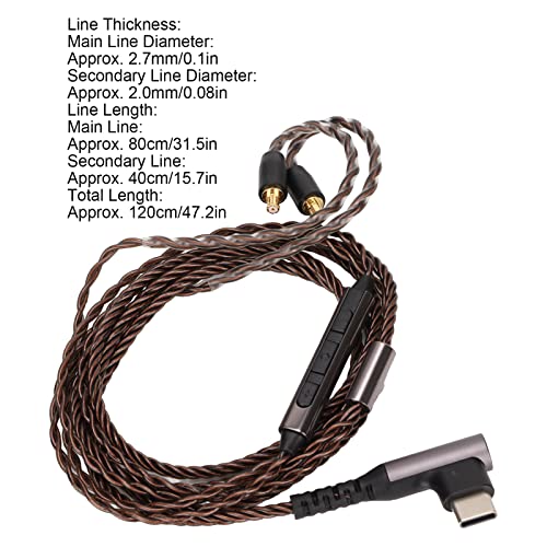 Eulbevoli Earphone Upgrade Cable, HiFi Headphone Wire OFC Core Wire Control Tensile with Mic for E50 for LS300 for ATH