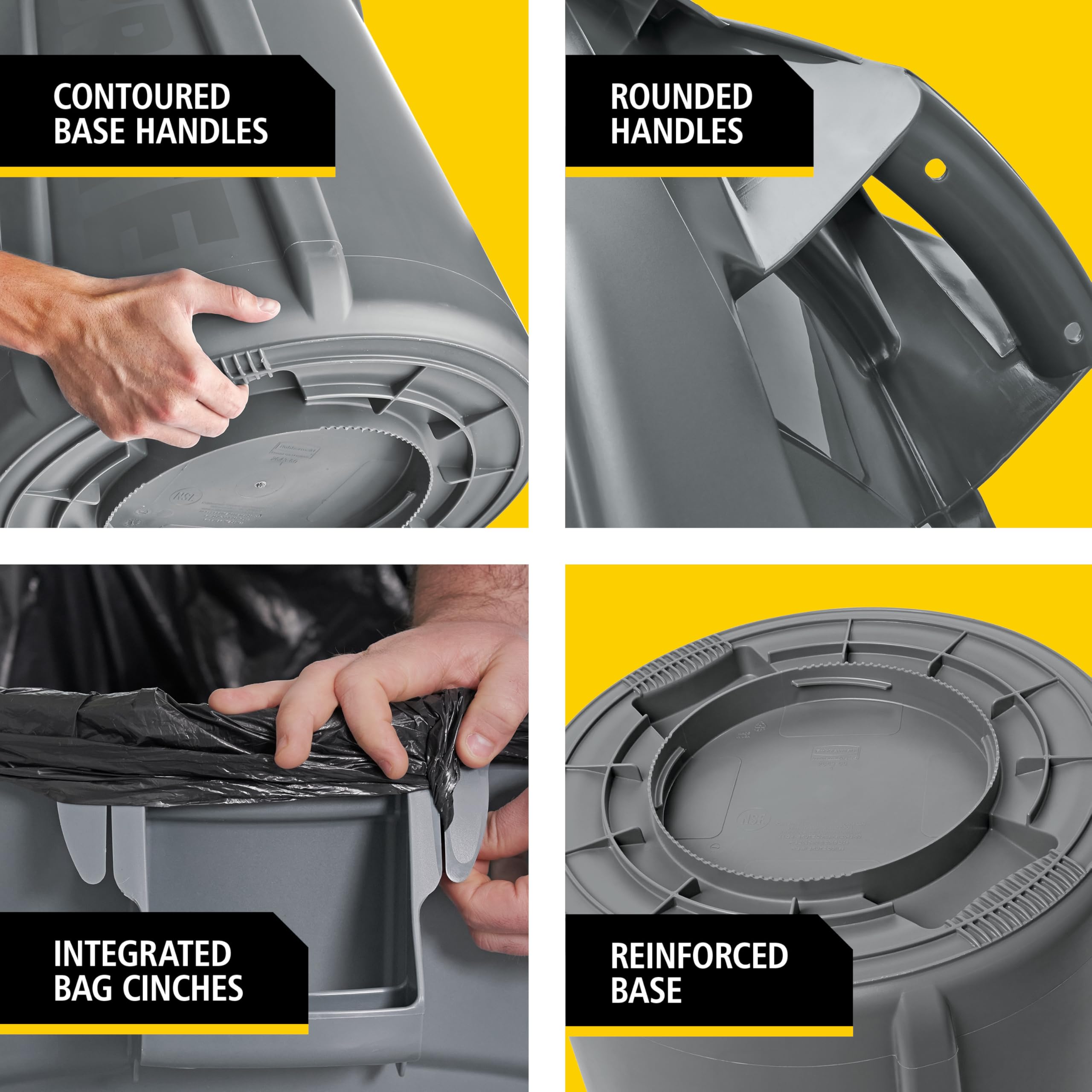 Rubbermaid Commercial 263200GY Round Brute Container Plastic 32 gal Gray