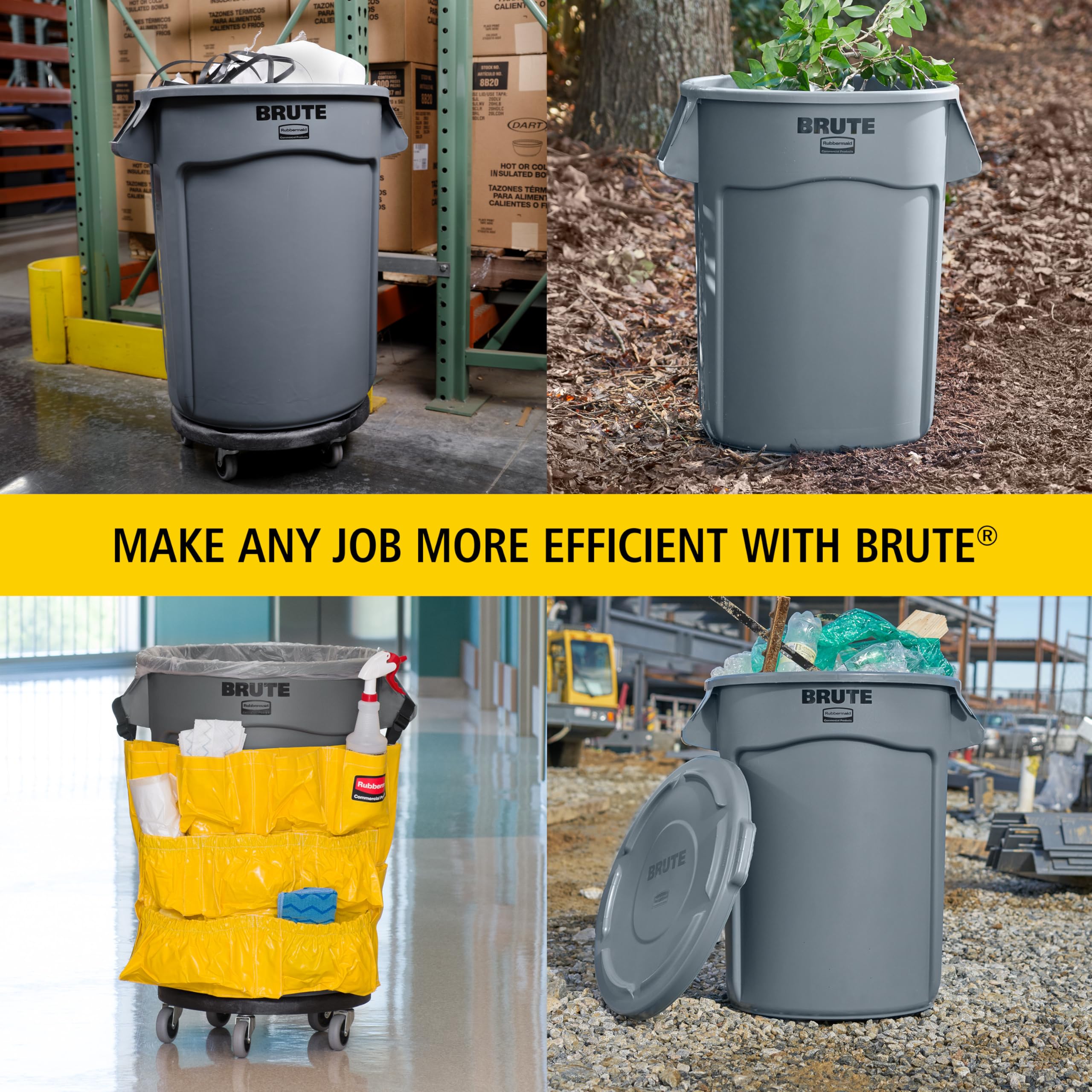 Rubbermaid Commercial 263200GY Round Brute Container Plastic 32 gal Gray