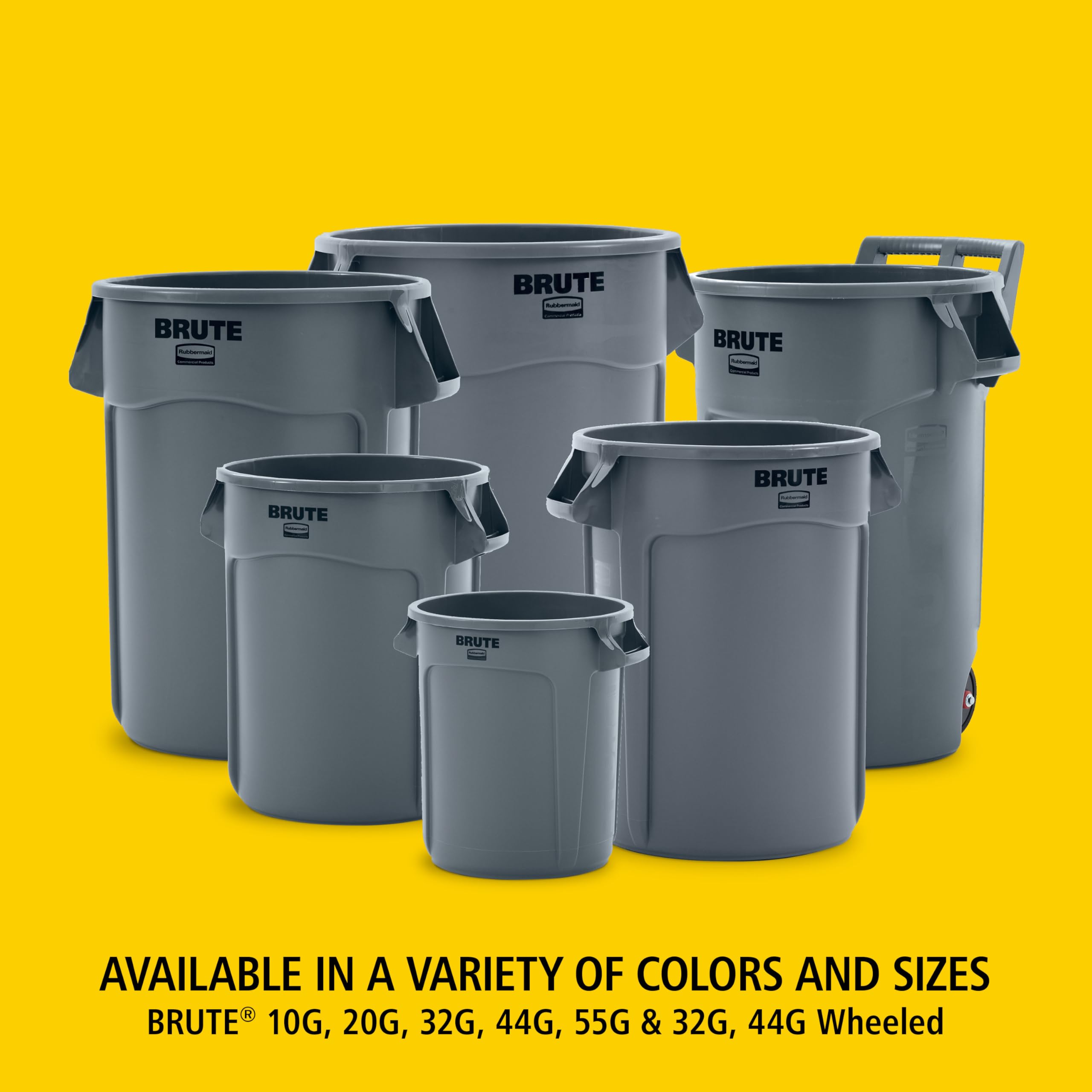 Rubbermaid Commercial 263200GY Round Brute Container Plastic 32 gal Gray