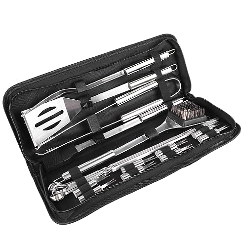 BBQ Grill Set, Stainless Steel Portable 20pcs Professional Tongs Barbecue Tool Set for Travel for Outdoor