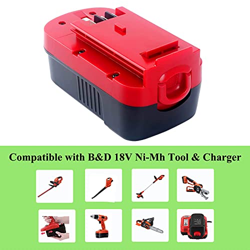 2 Packs 3.6AH HPB18 Replacement Battery Compatible with Black and Decker 18V Battery Ni-Mh HPB18 244760-00 A1718 FS18FL FSB18 Firestorm(Red)