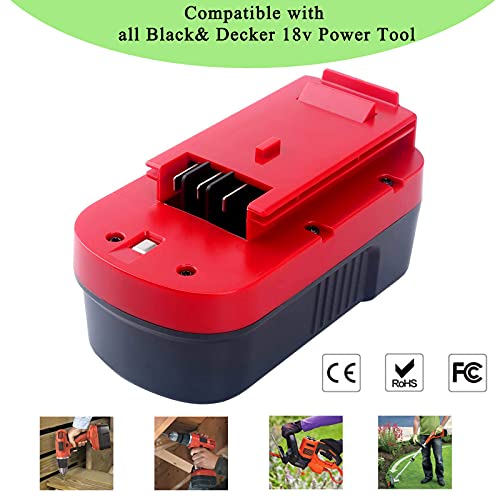 2 Packs 3.6AH HPB18 Replacement Battery Compatible with Black and Decker 18V Battery Ni-Mh HPB18 244760-00 A1718 FS18FL FSB18 Firestorm(Red)