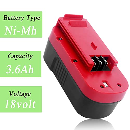 2 Packs 3.6AH HPB18 Replacement Battery Compatible with Black and Decker 18V Battery Ni-Mh HPB18 244760-00 A1718 FS18FL FSB18 Firestorm(Red)