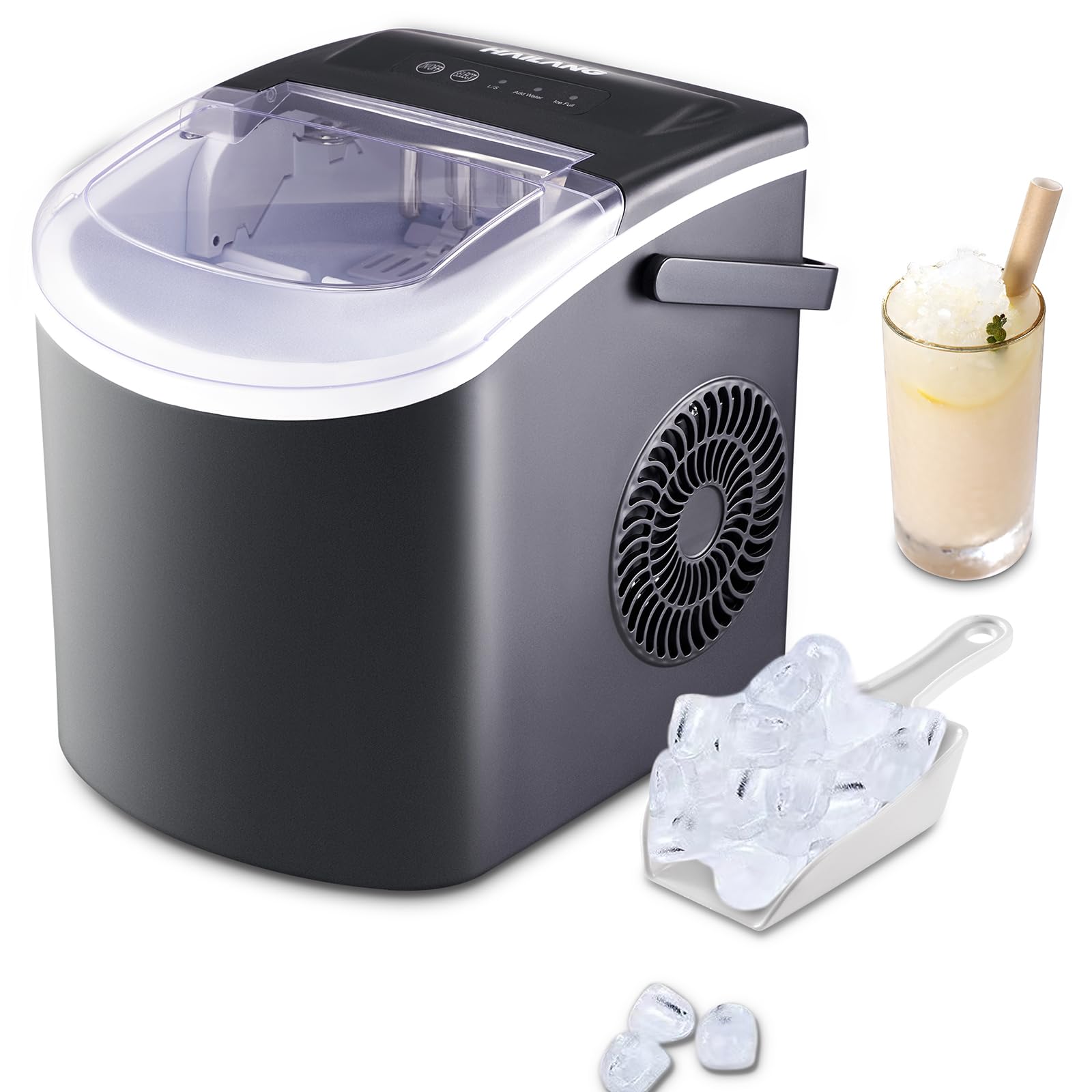 Ice Makers Countertop,9 Cubes Ready in 6 Mins,26lbs of Bullet-Shaped Ice in 24Hrs,Self-Cleaning Ice Machine with Ice Shovel and Basket,Portable Ice Maker Machine for Home Kitchen Office Bar Party