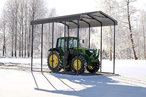 Arrow 14' x 20' x 14' 29-Gauge Metal RV Carport and Multi-Use Shelter for Large Vehicles- Charcoal