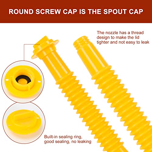 NEAGLORY 4-Kit Gas Can Spout Replacement, Flexible Pour Nozzle with Screw Collar Caps, Spout, Spout Sealing Cap, Extra Rubber Gasket, Replacement Vent Caps Suitable for Most 1/2/5/10 Gal Oil Cans