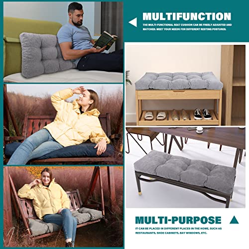 mudilun Bench Cushion,Indoor Anti-Slip Patio Seat Cushion, Kitchen Furniture Chair Cushions for Floating Windows, Rocking Chairs, Dining (42x14x4, Light Gray)