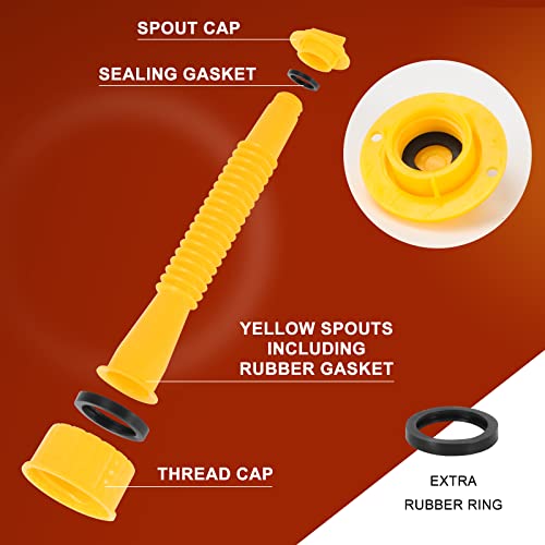 NEAGLORY 4-Kit Gas Can Spout Replacement, Flexible Pour Nozzle with Screw Collar Caps, Spout, Spout Sealing Cap, Extra Rubber Gasket, Replacement Vent Caps Suitable for Most 1/2/5/10 Gal Oil Cans