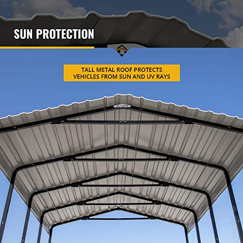Arrow 14' x 20' x 14' 29-Gauge Metal RV Carport and Multi-Use Shelter for Large Vehicles- Charcoal