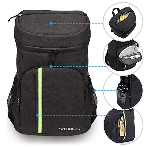SEEHONOR Insulated Cooler Backpack Leakproof Soft Cooler Bag Lightweight Backpack with Cooler for Lunch Picnic Hiking Camping Beach Park Day Trips
