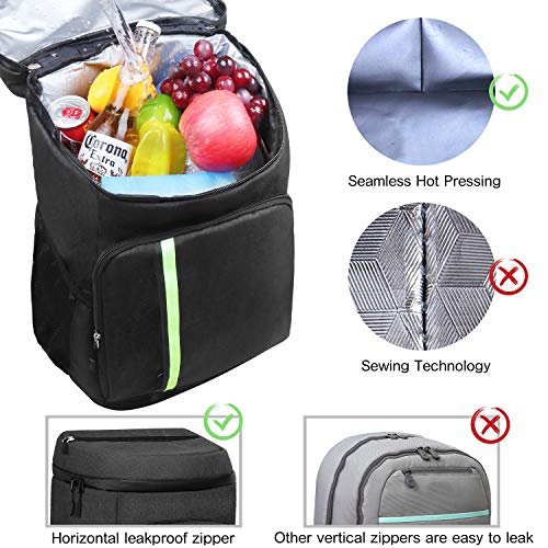 SEEHONOR Insulated Cooler Backpack Leakproof Soft Cooler Bag Lightweight Backpack with Cooler for Lunch Picnic Hiking Camping Beach Park Day Trips
