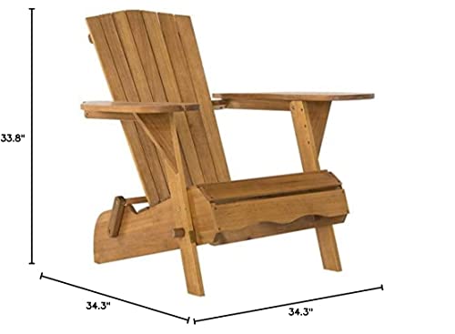 Safavieh PAT7034A-SET2 Outdoor Collection Breetel Teak (Set of 2) Adirondack Chair, Natural