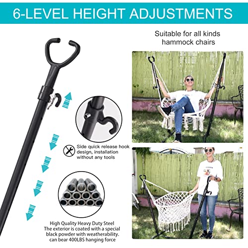 Hammock Chair with Stand Phone Holder Included Double Hanging Chair Macrame Boho Handmade Adjustable Swing Indoor Outdoor Patio Yard Garden Porch 400lbs Capacity1 2022