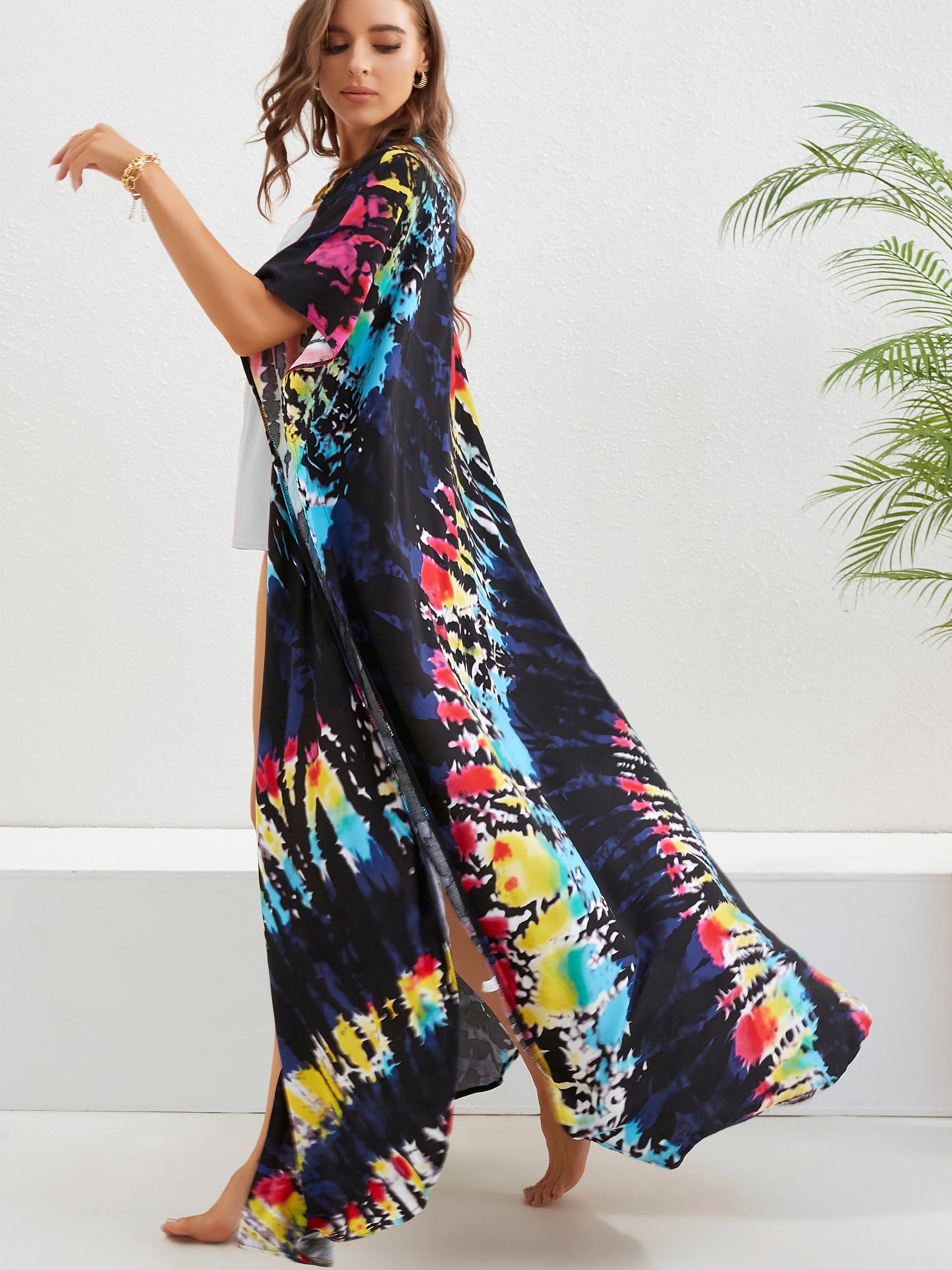 SMUDGE Life Kaftan Dresses for Women Loose Fit Button Up Caftans with Pockets for Stylish Cover Up