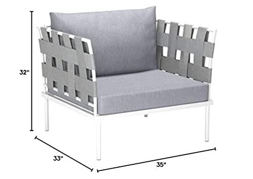 Modway EEI-2602-WHI-GRY MO-EEI-2602-WHI-GRY Harmony Outdoor Patio Aluminum, Armchair, White Gray