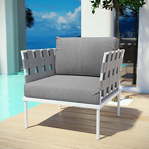 Modway EEI-2602-WHI-GRY MO-EEI-2602-WHI-GRY Harmony Outdoor Patio Aluminum, Armchair, White Gray