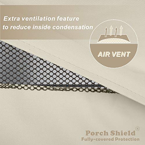 Porch Shield Patio Table Cover - Waterproof Outdoor Dining Table and Chairs Furniture Set Cover Rectangular - 84 x 56 inch, Light Tan & Khaki