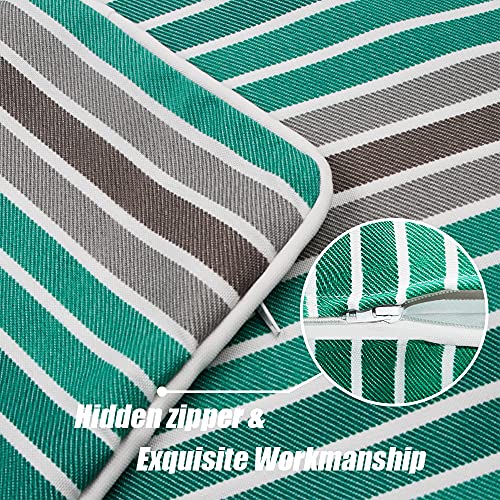Pcinfuns Set of 2 Patio Indoor/Outdoor All Weather Decorative Throw Pillow Cover Cushion Case for Replacement 18" x 18" (Green and Grey)