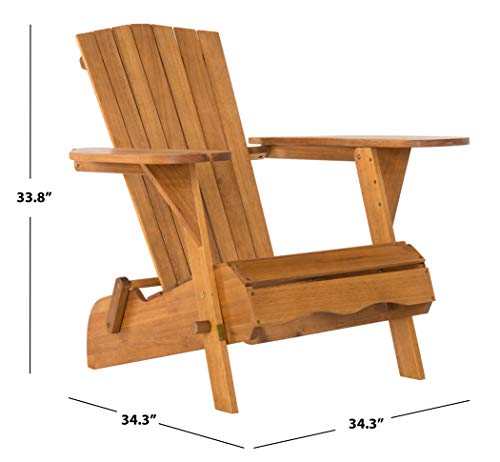 Safavieh PAT7034A-SET2 Outdoor Collection Breetel Teak (Set of 2) Adirondack Chair, Natural