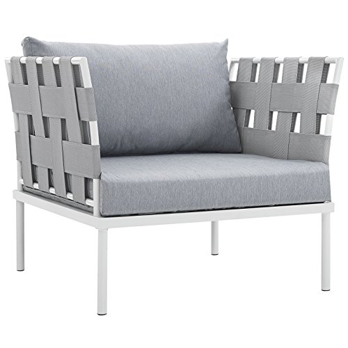 Modway EEI-2602-WHI-GRY MO-EEI-2602-WHI-GRY Harmony Outdoor Patio Aluminum, Armchair, White Gray