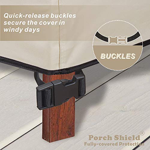 Porch Shield Patio Table Cover - Waterproof Outdoor Dining Table and Chairs Furniture Set Cover Rectangular - 84 x 56 inch, Light Tan & Khaki