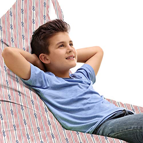 Ambesonne Marine Lounger Chair Bag, Nautical Themed Zeppelin Bend Knots and Ropes Stripes Sailor Life Elements, High Capacity Storage with Handle Container, Lounger Size, White Rose and Blue