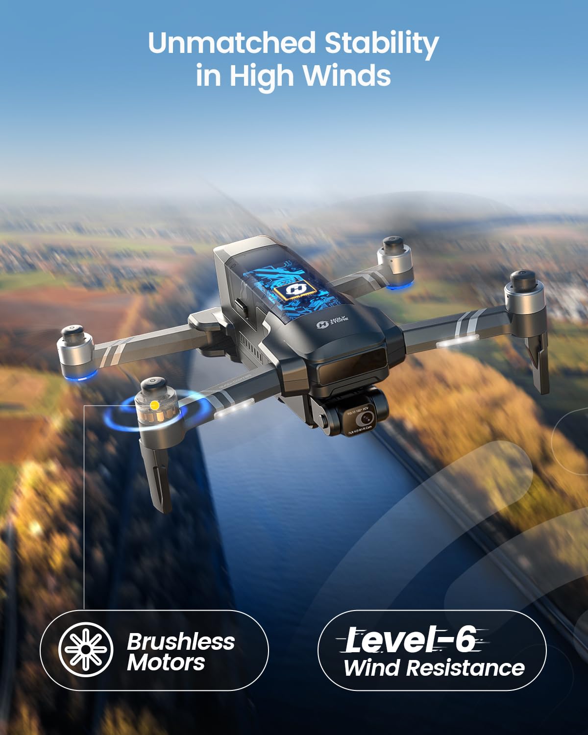Holy Stone HS600 Drones with Camera for Adults 4K, FAA Remote ID Compliant, 2-Axis Gimbal & EIS Anti Shake, 3 Batteries 84-Min Flight Time, 10000 FT Range Transmission, 4K/30FPS, Drone Landing Pad