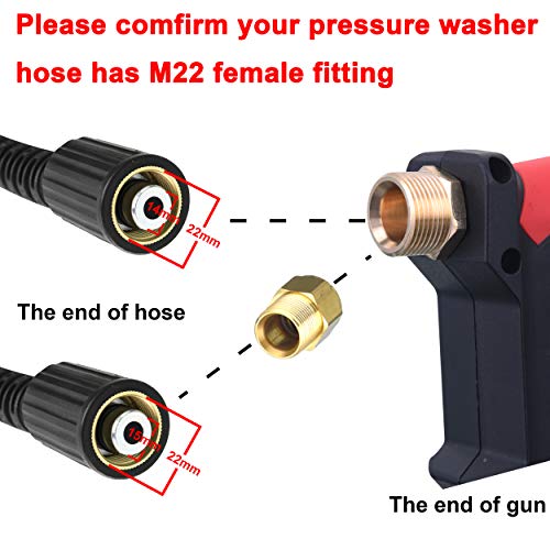Tool Daily Pressure Washer Gun with Replacement Extension Wand, M22 14mm/15mm Fitting, 5 Power Washer Nozzle Tips with Holder, 4000PSI, 44 Inch